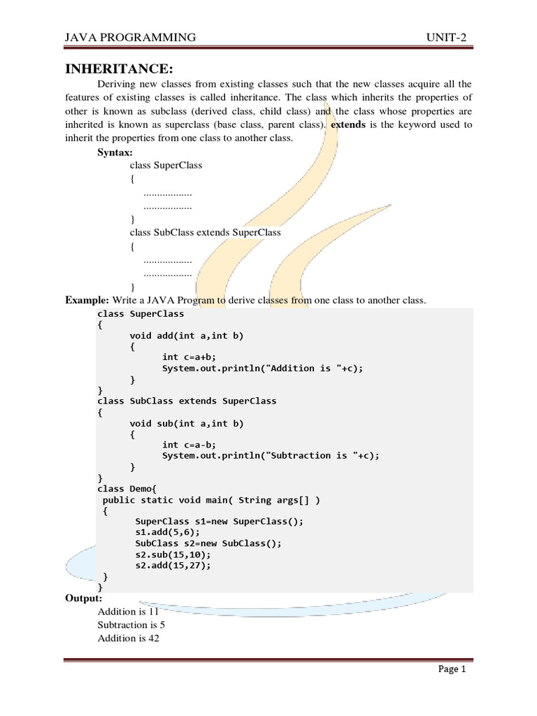 Java Unit-3 Part-1 Exceptions | PDF | Inheritance (Object Oriented Programming) | Class ...