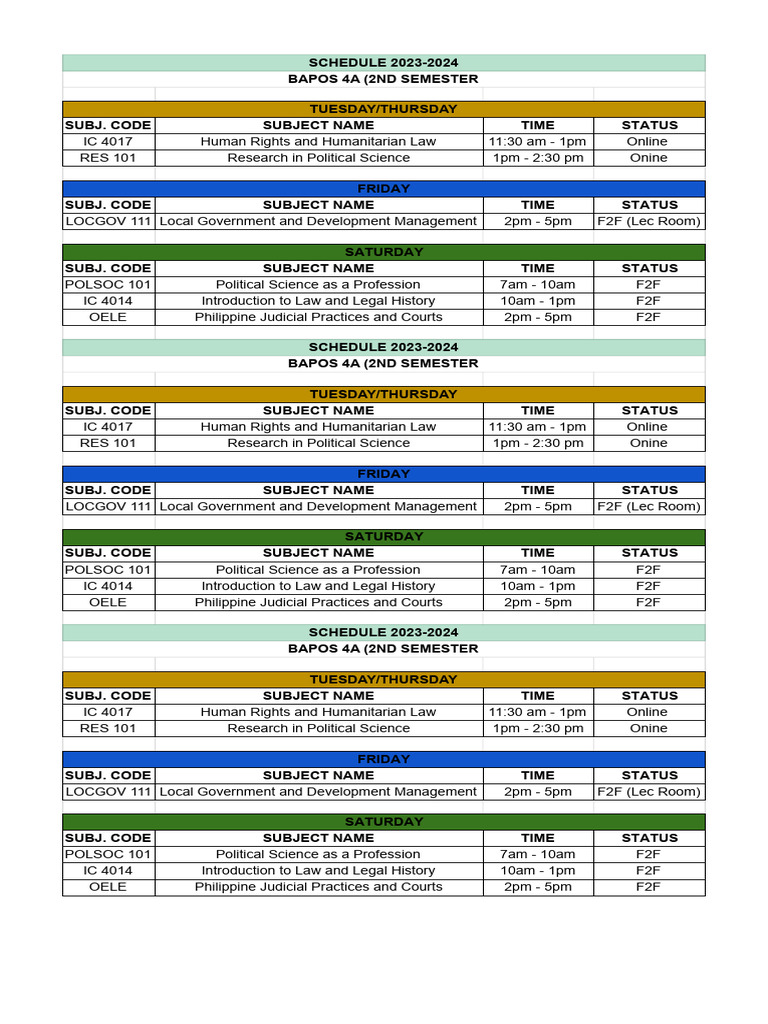 SCHEDULE Sheet1 | PDF | Justice | Crime & Violence