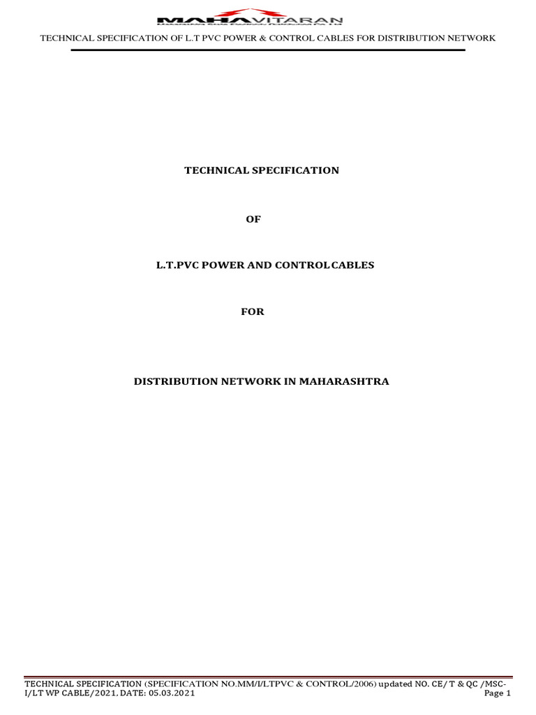 Msedcl Ts LT Cables | PDF | Insulator (Electricity) | Electrical Wiring