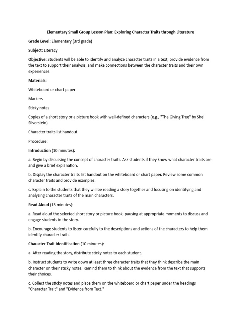 Delia Elementary Small Group Lesson Plan M3U1A1 | PDF | Lesson Plan ...