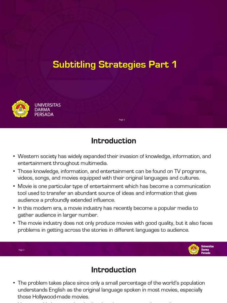 Subtitling for Translators | PDF | Translations | Entertainment