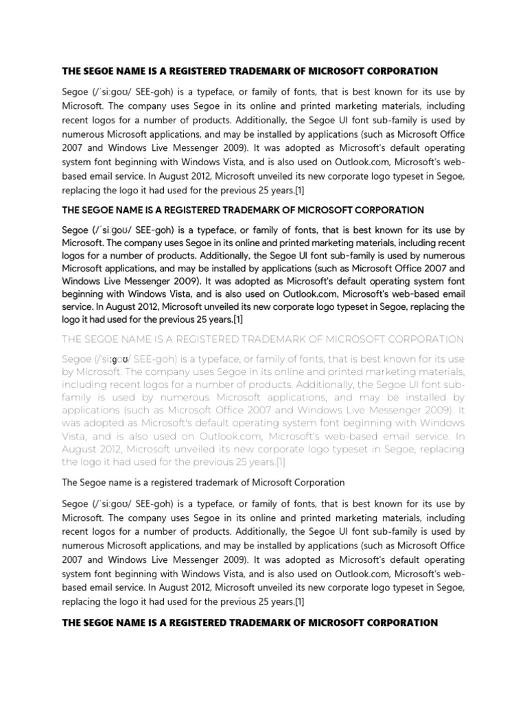 Microsoft Segoe Typeface Overview | PDF | Graphic Design | Microsoft