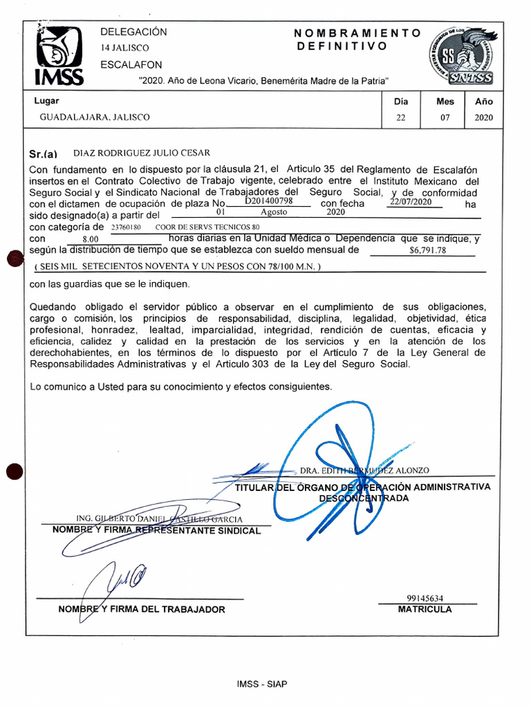 Nombramiento Definitivo de Julio | PDF