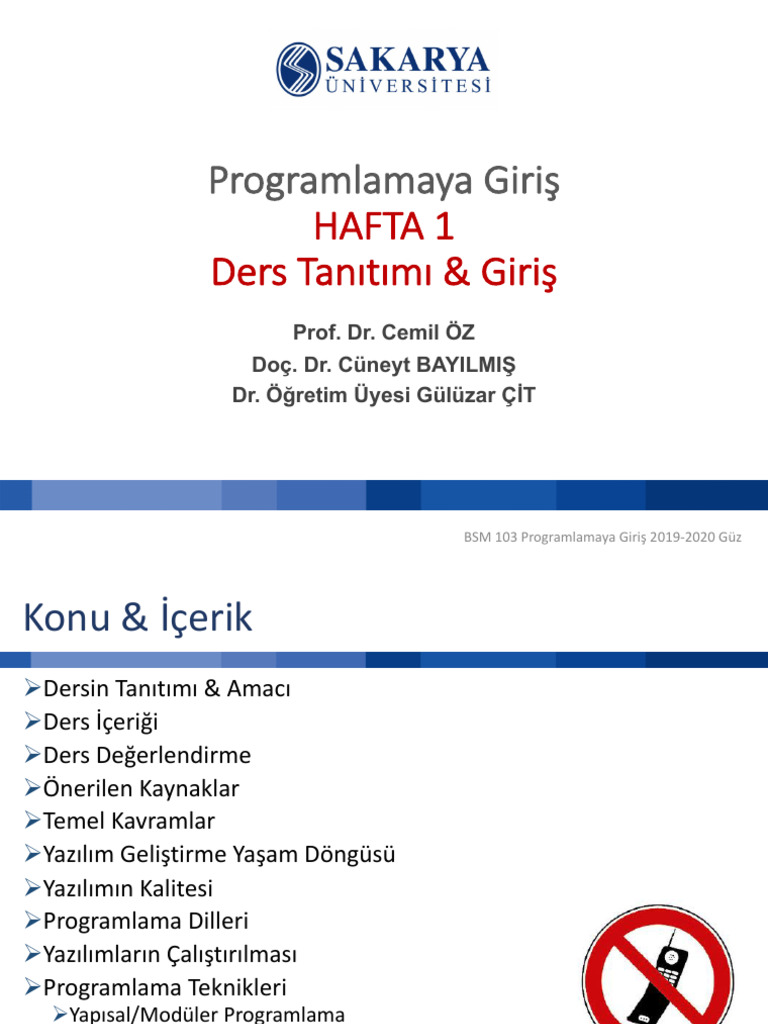 Programlamaya Giris Hafta1 | PDF