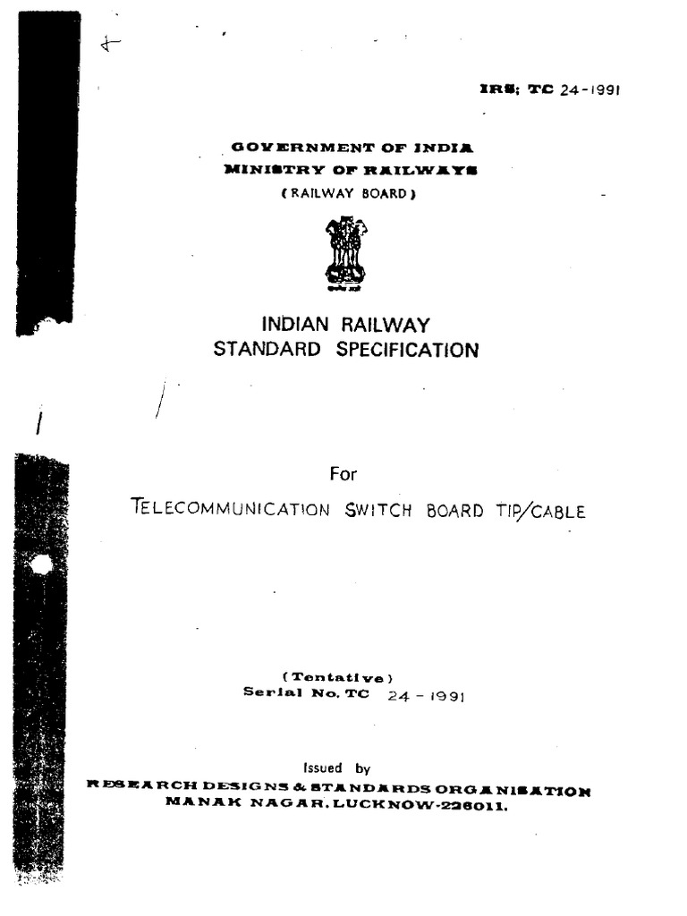 Irs TC 24 1991 Railway Specifications | PDF