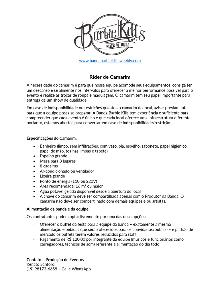 Rider de Camarim da Banda Barbie Kills | PDF