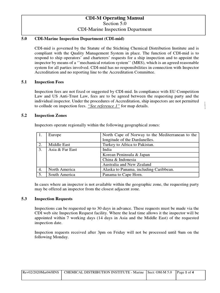 CDI Marine - Marine Inspection Department 10th Edition | PDF