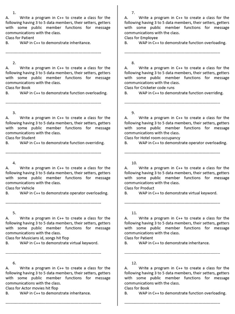 C++ Class Programming Exercises | PDF | C++ | Method (Computer Programming)