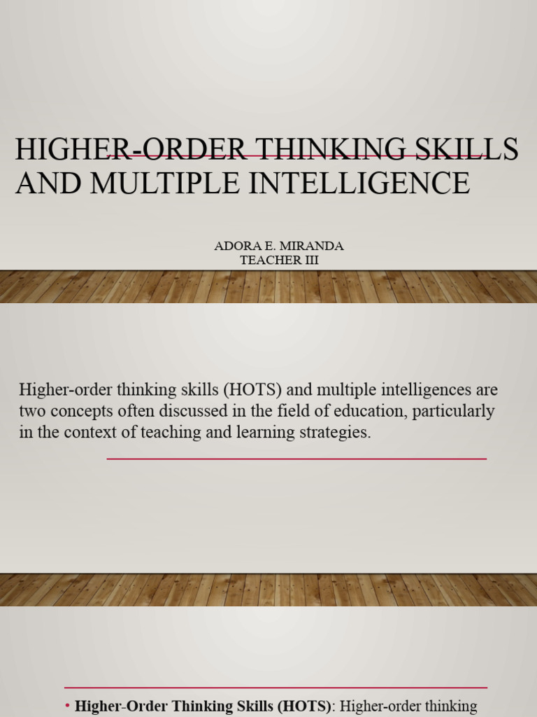 HOTS and Multiple Intelligences | PDF | Intelligence | Thought