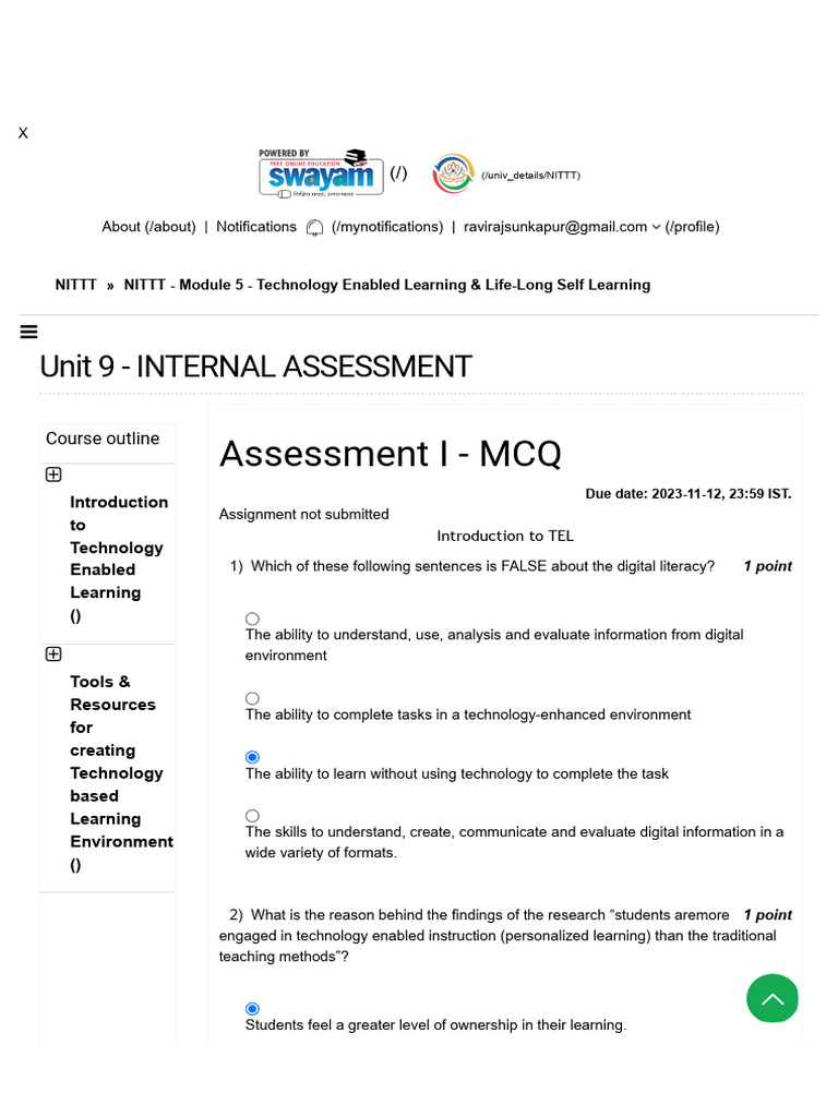 Quiz 1 Ans | PDF | Learning | Adolescence