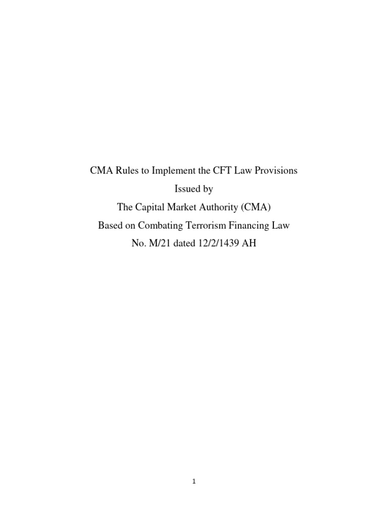 CMA Rules To Implement The CFT Law Provisions | PDF | Due Diligence ...