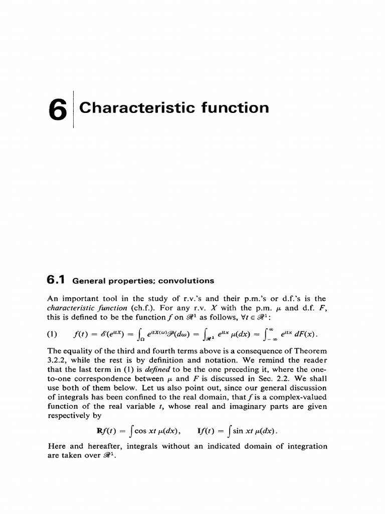 6 Characteristic Function 1974 A Course in Probability Theory | Download Free PDF | Limit ...