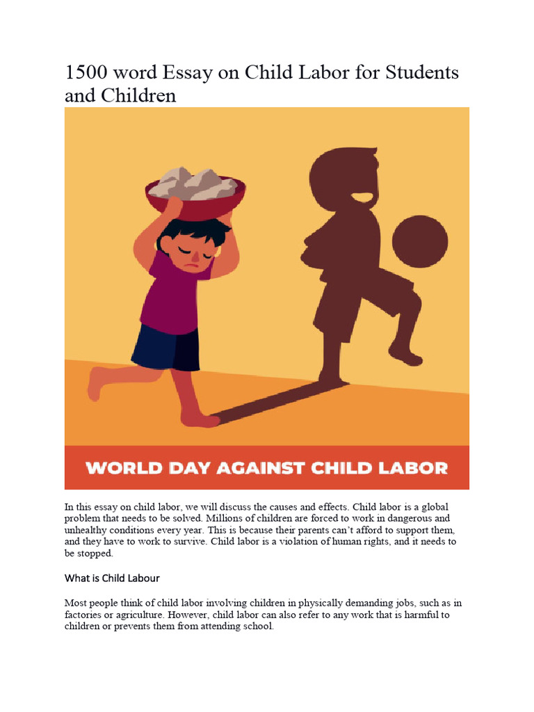 Essay On Child Labour | PDF | Child Labour | Labour Economics