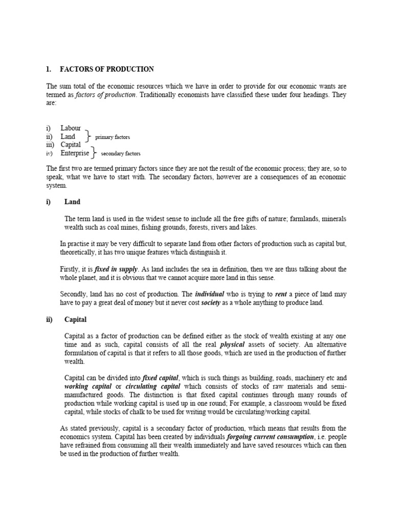 Theory of Production Notes | PDF | Cost Of Living | Labour Economics