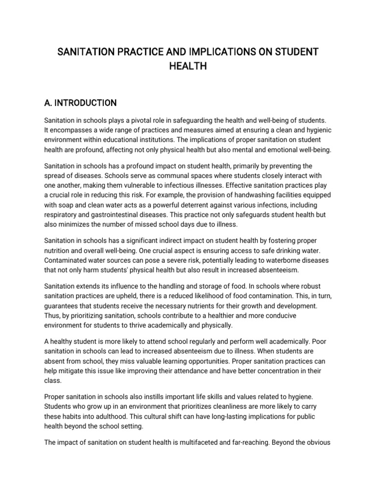 Sanitation Practices | PDF | Sanitation | Hygiene