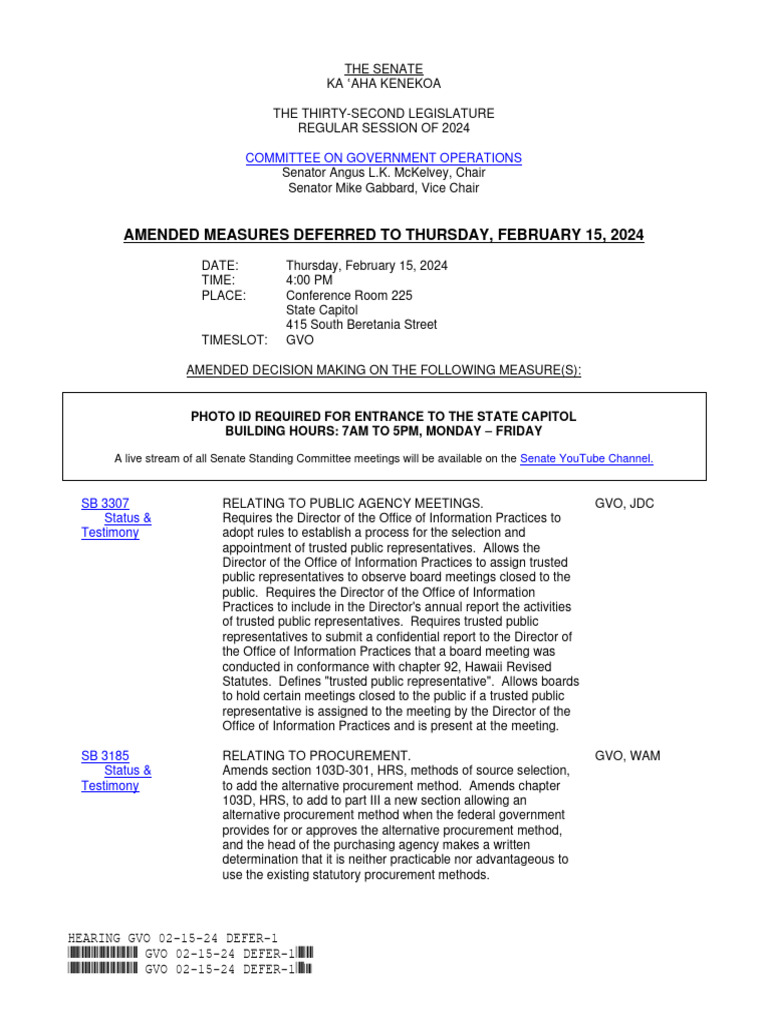 Hearing Gvo 02-15-24 Defer-1 | PDF | Taxes | Building Code