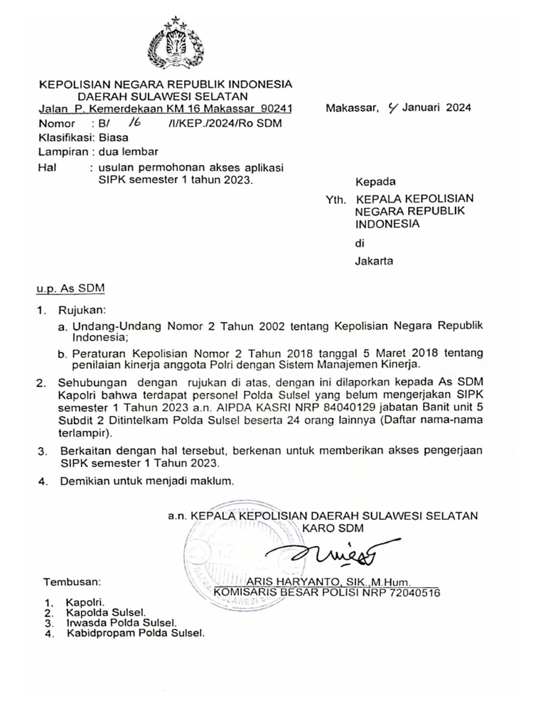 Usulan Akses Sipk 2024 | PDF
