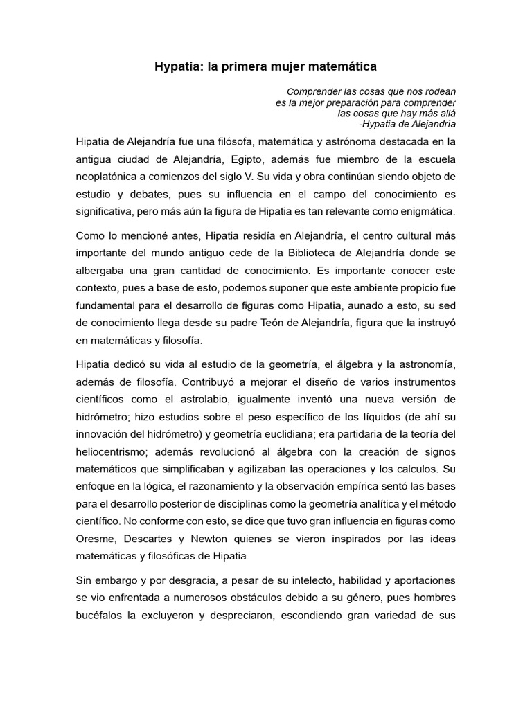 Hypatia | PDF | Matemáticas | Alejandria