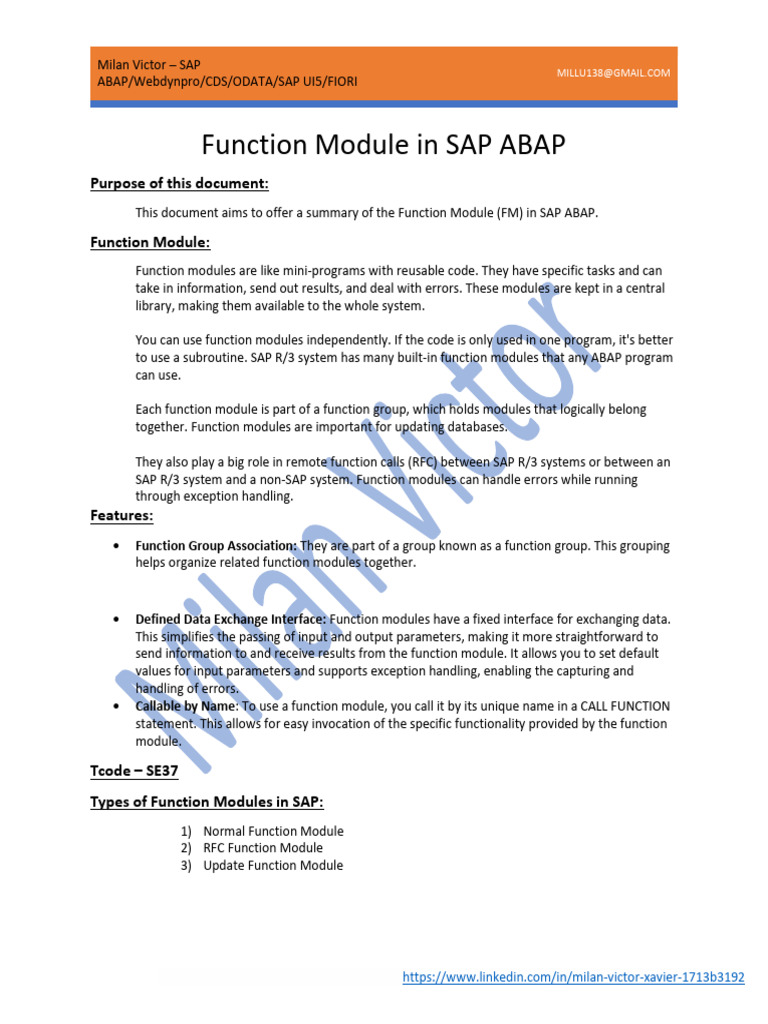 Sap Abap Function Modules Pdf Parameter Computer Programming Computing 5503