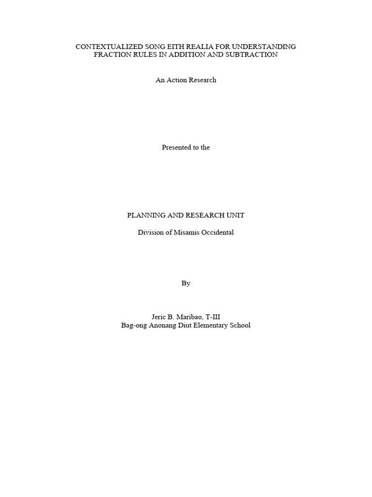 Contextualized Song With Realia | PDF | Learning | Mathematics