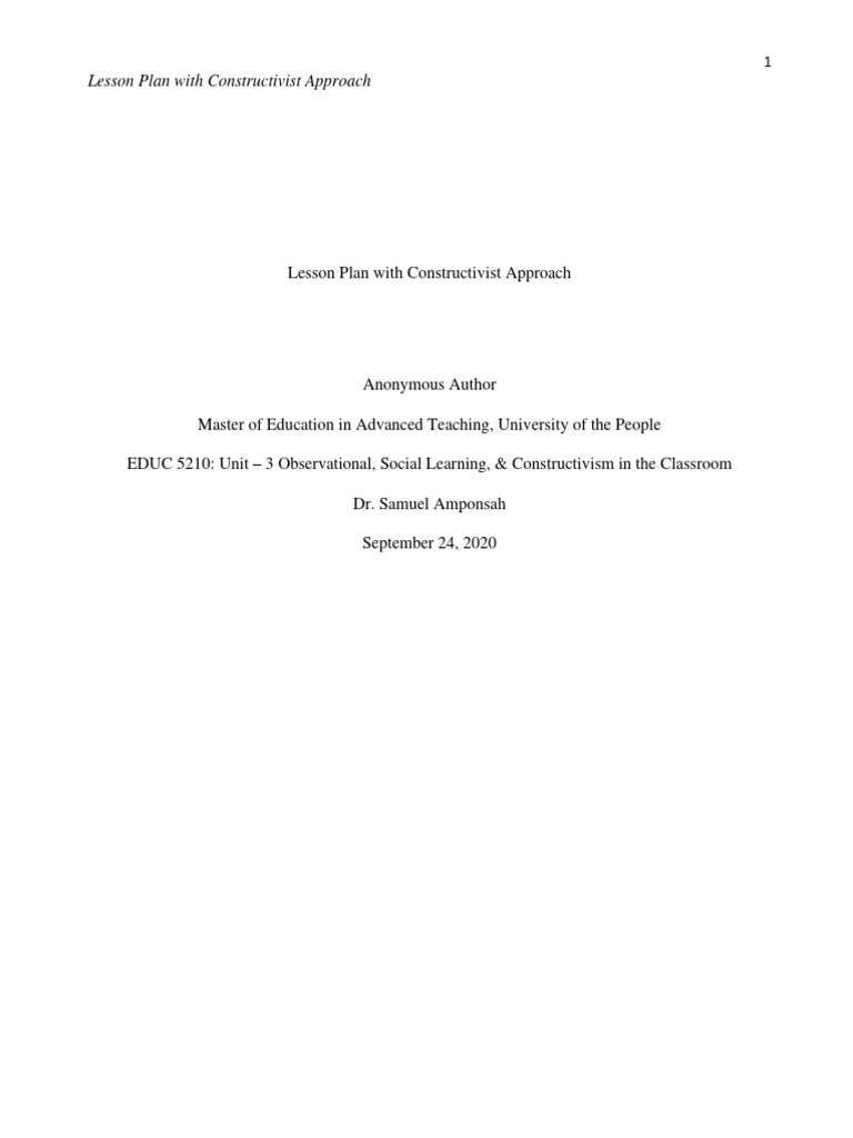 Math Lesson Plan With UDL | PDF | Constructivism (Philosophy Of ...