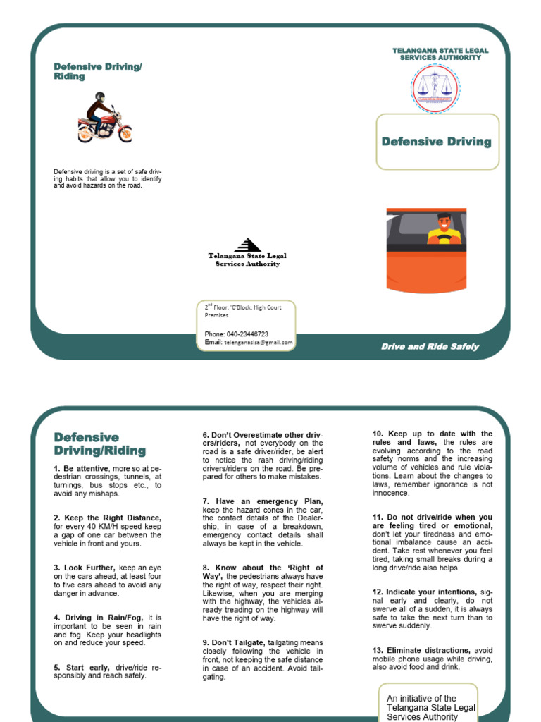 TSLSA - Defensive Driving Brochure | PDF | Traffic | Transport
