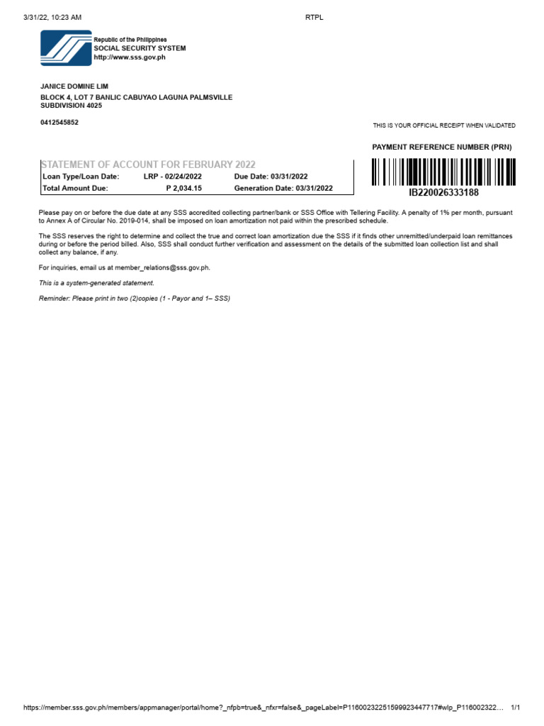 Republic of The Philippines Social Security System - Member - PDF SSS ...