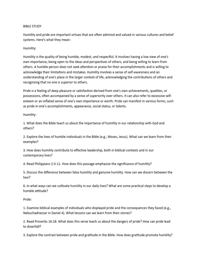 Bible Study | Download Free PDF | Humility | Pride