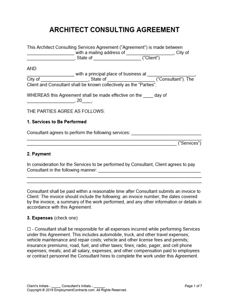 Architect Consultant Agreement | PDF | Liability Insurance | Employment