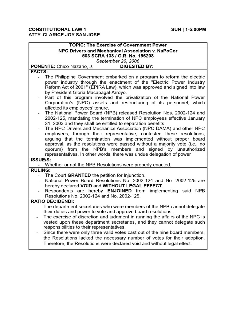 NPC Drivers and Mechanics Association (NPC DAMA) v. National Power ...