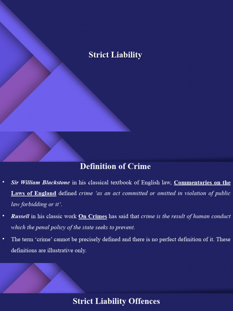 Strict Liablitiy Offences | PDF | Mens Rea | Crimes