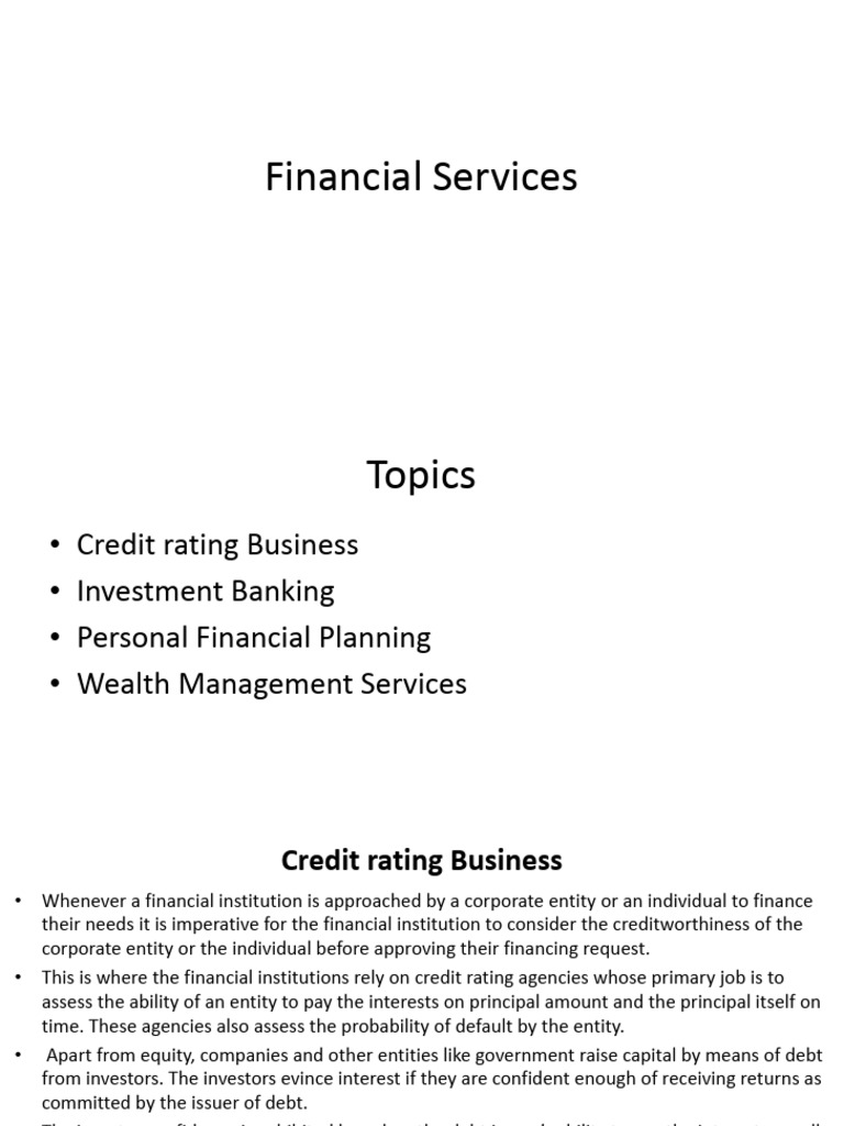 Day 2 Session 4-Rahul GB-Financial Services PPT - 1 | PDF | Investment Banking | Investing
