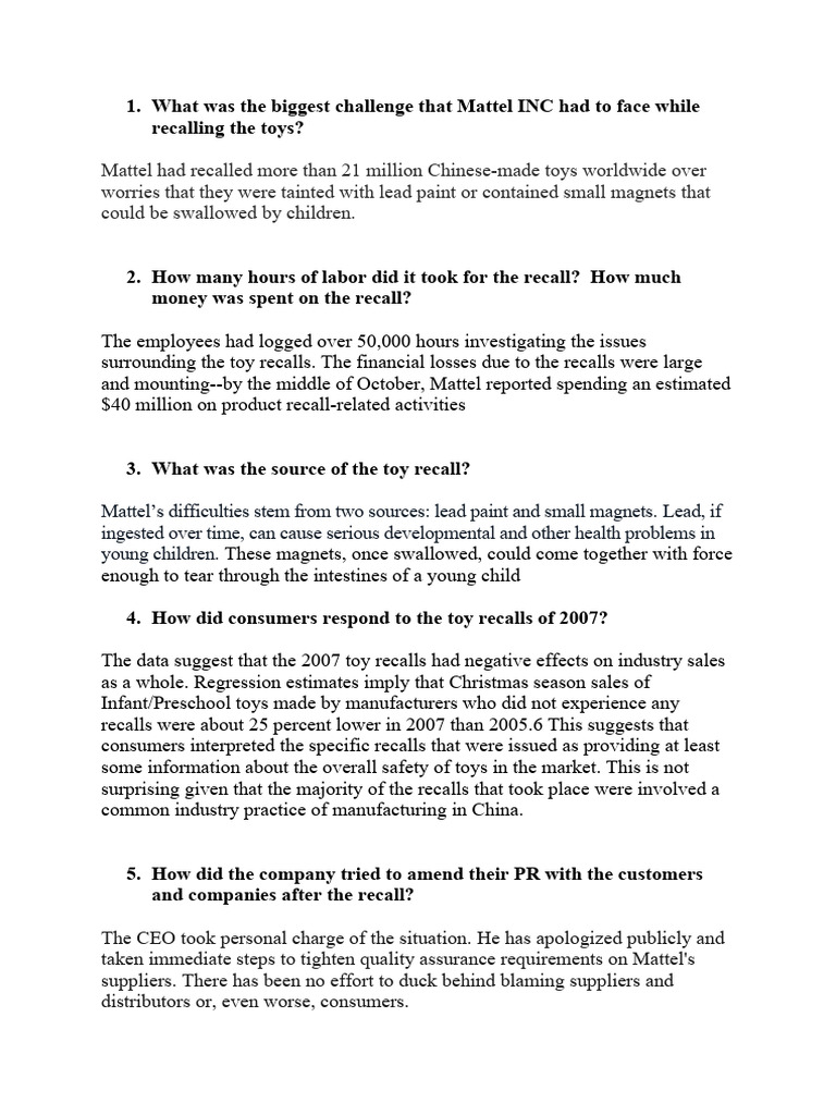 Case Study Questionnaire | PDF | Toys | Economies