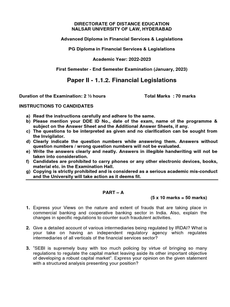 FSL-Sem-I-Paper II - 1 - 1 - 2 - Financial Legislations | PDF | Stocks ...