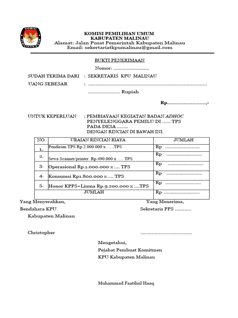 Contoh SPJ Penggunaan Dana TPS-Transfer | PDF | Griya & Taman