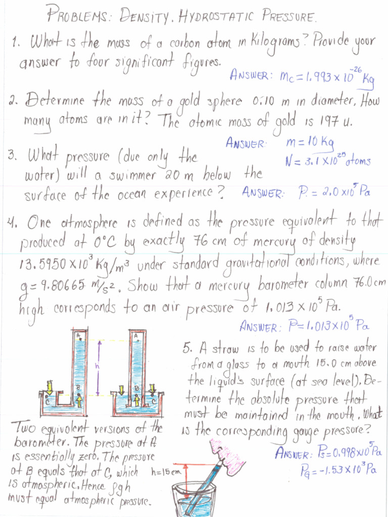 Hydrostatic Pressure, Density | PDF