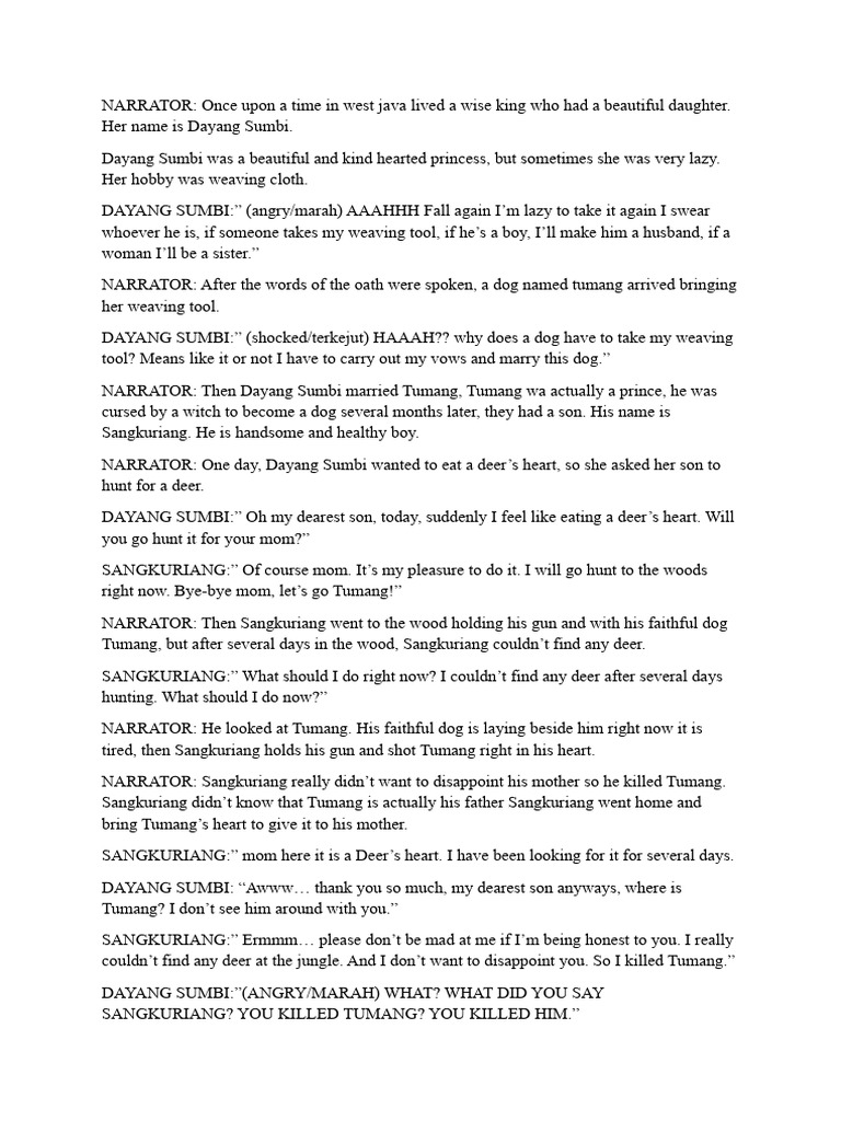 Cerita Dayang Sumbi Dialog 1 | PDF
