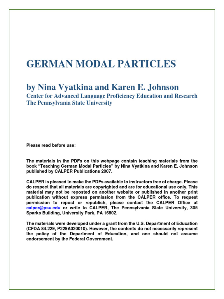 German Modals - Compressed | PDF | Second Language Acquisition | Second ...