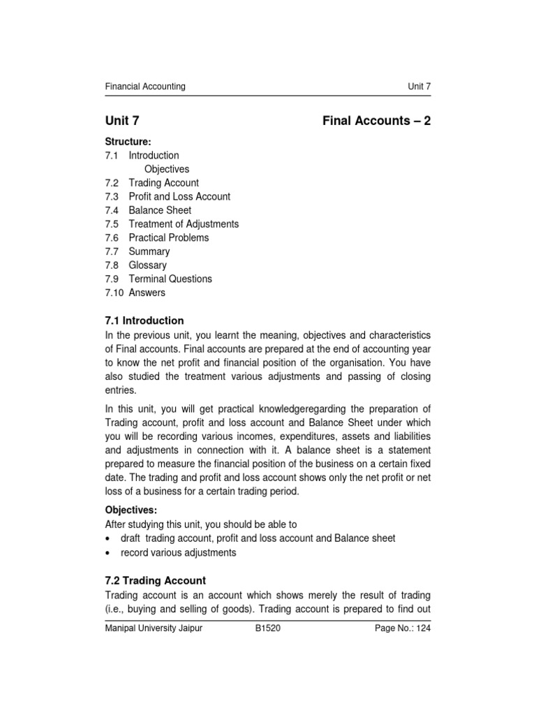 Final Accounts: Key Components Explained | PDF | Equity (Finance ...
