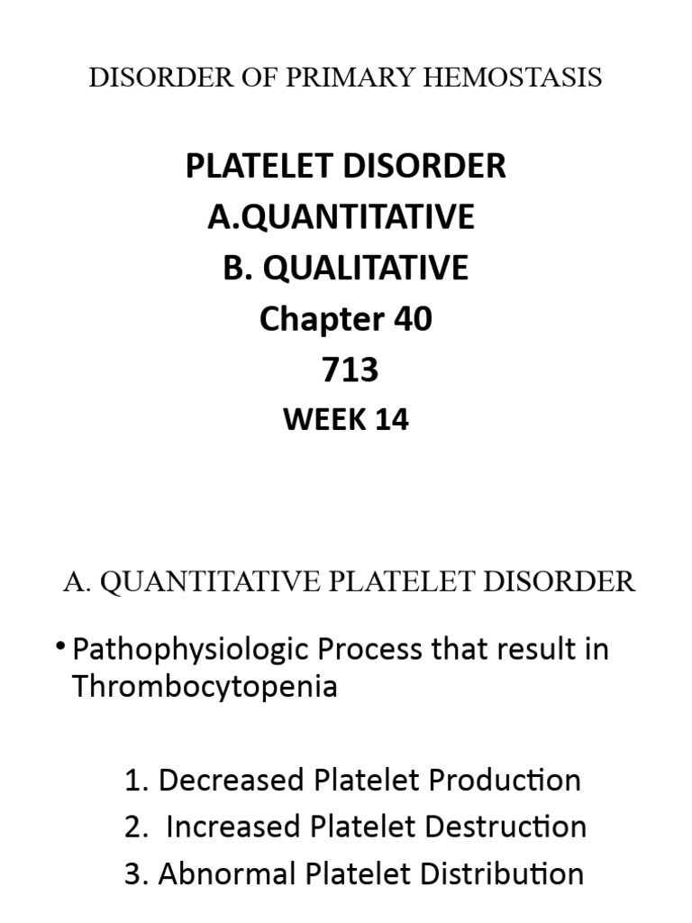 Week 14 PLT Disorder | PDF | Medical Specialties | Tissue (Biology)
