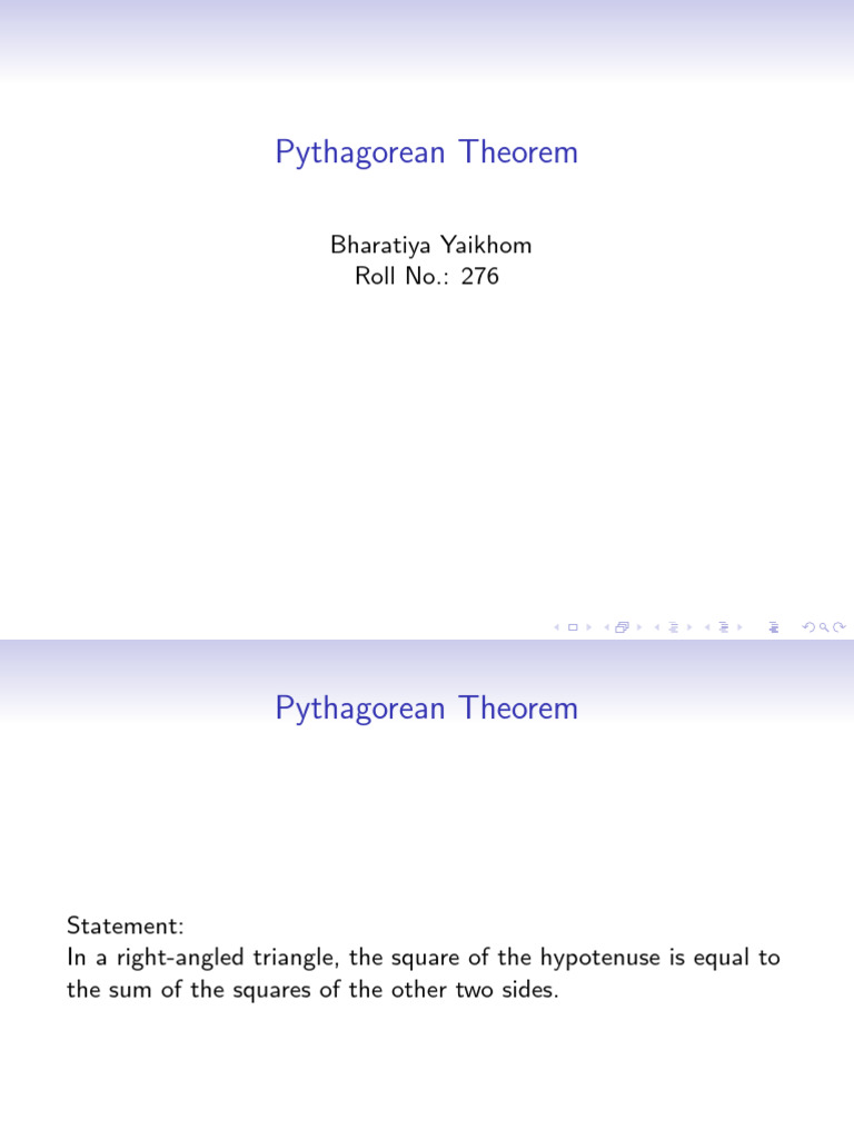 Pythagorean Theorem 1 | PDF | Triangle | Trigonometric Functions
