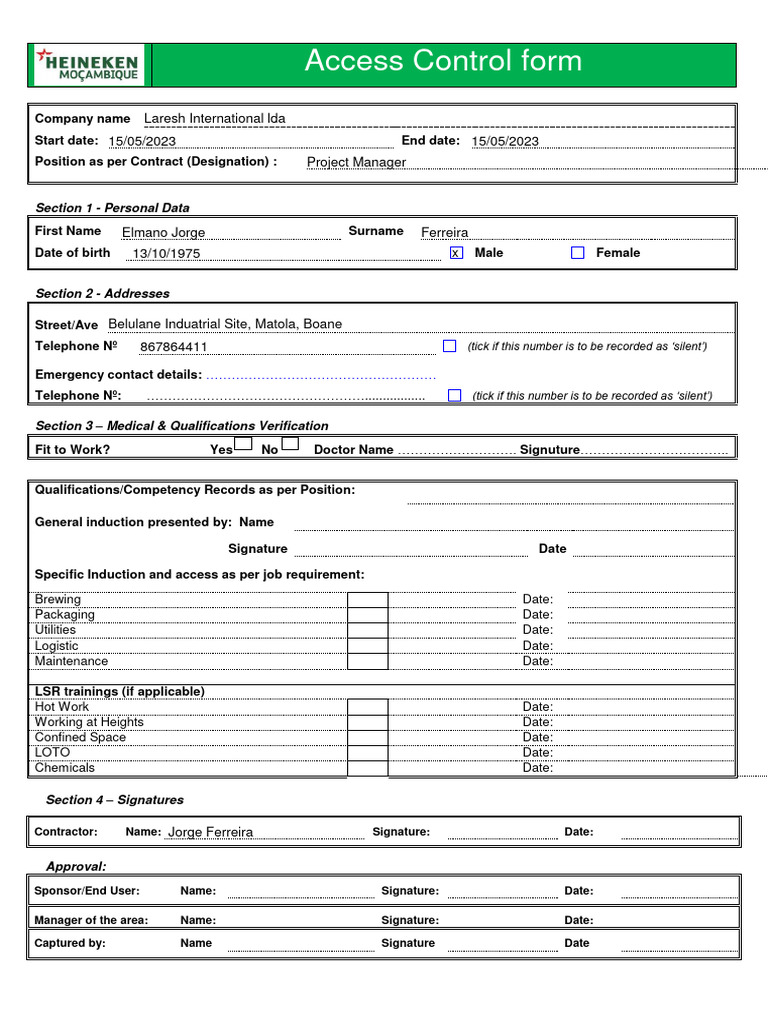 Access Control Form - Approval JF | PDF | Computing | Information ...