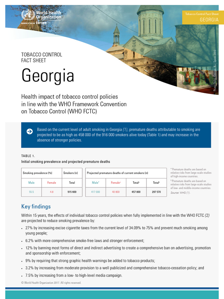Tobacco Control Fact Sheet Georgia | PDF | Tobacco Smoking | Addiction