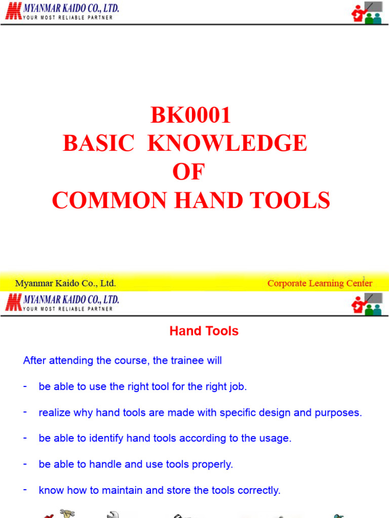 BK0001 Basic Knowledge of Common Hand Tool | PDF | Mechanical ...