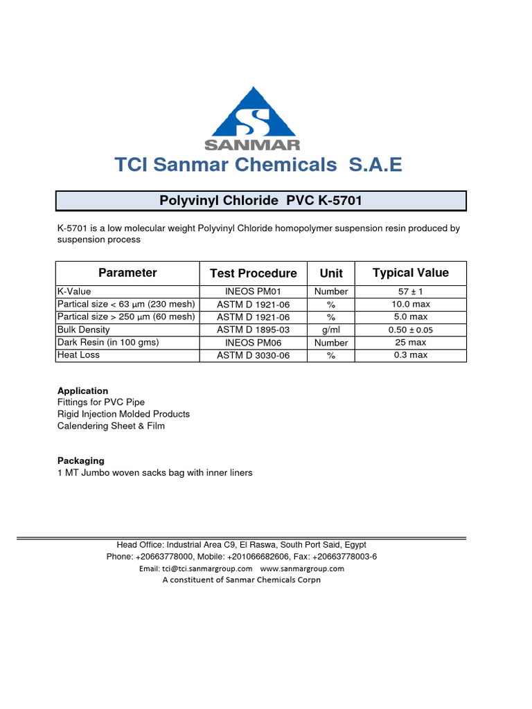 TDS PVC K-57 Provisional | PDF