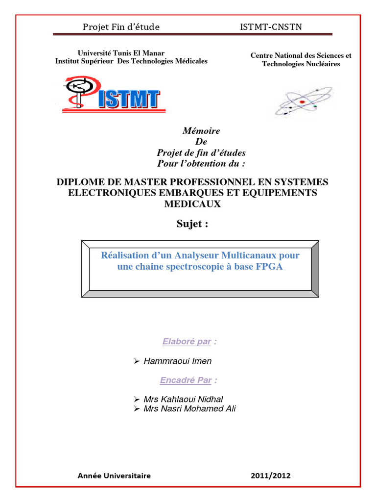 Projet Fin D'Étude Istmt-Cnstn | PDF | VHDL | Noyau atomique
