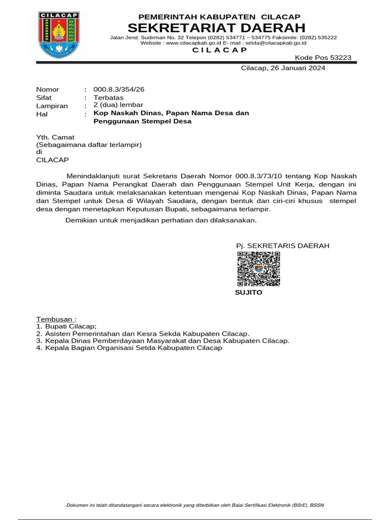 Kop Naskah Dinas, Papan Nama Desa, Dan Penggunaan Stempel Desa | PDF