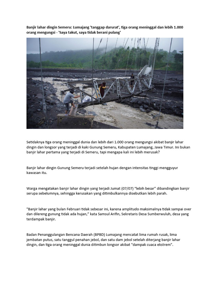Banjir Lahar Dingin Semeru | PDF