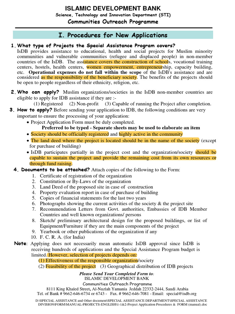 1-1& 2-Project Application Procedures & FORM (Manual) | PDF | Economies