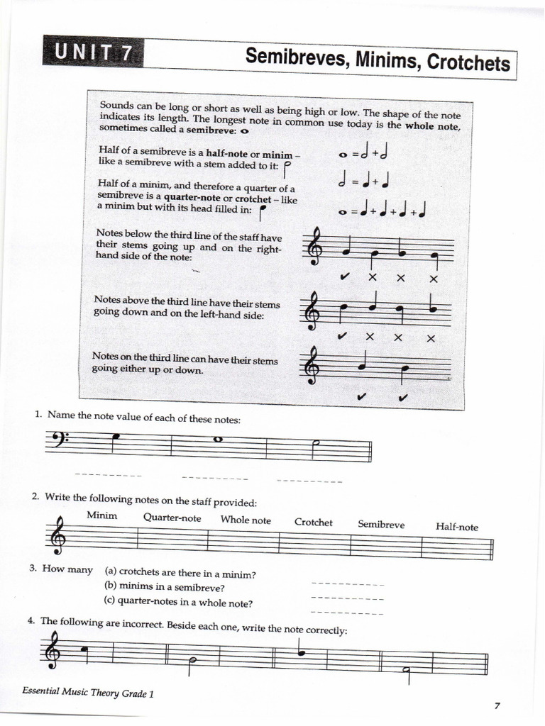 Theory Grade 1 Units 7-9 | PDF